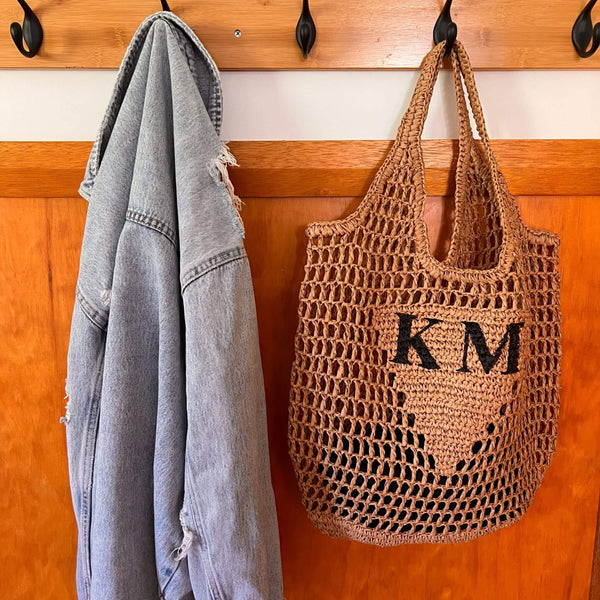 Personalised luxury woven raffia bag – DEER RUBY